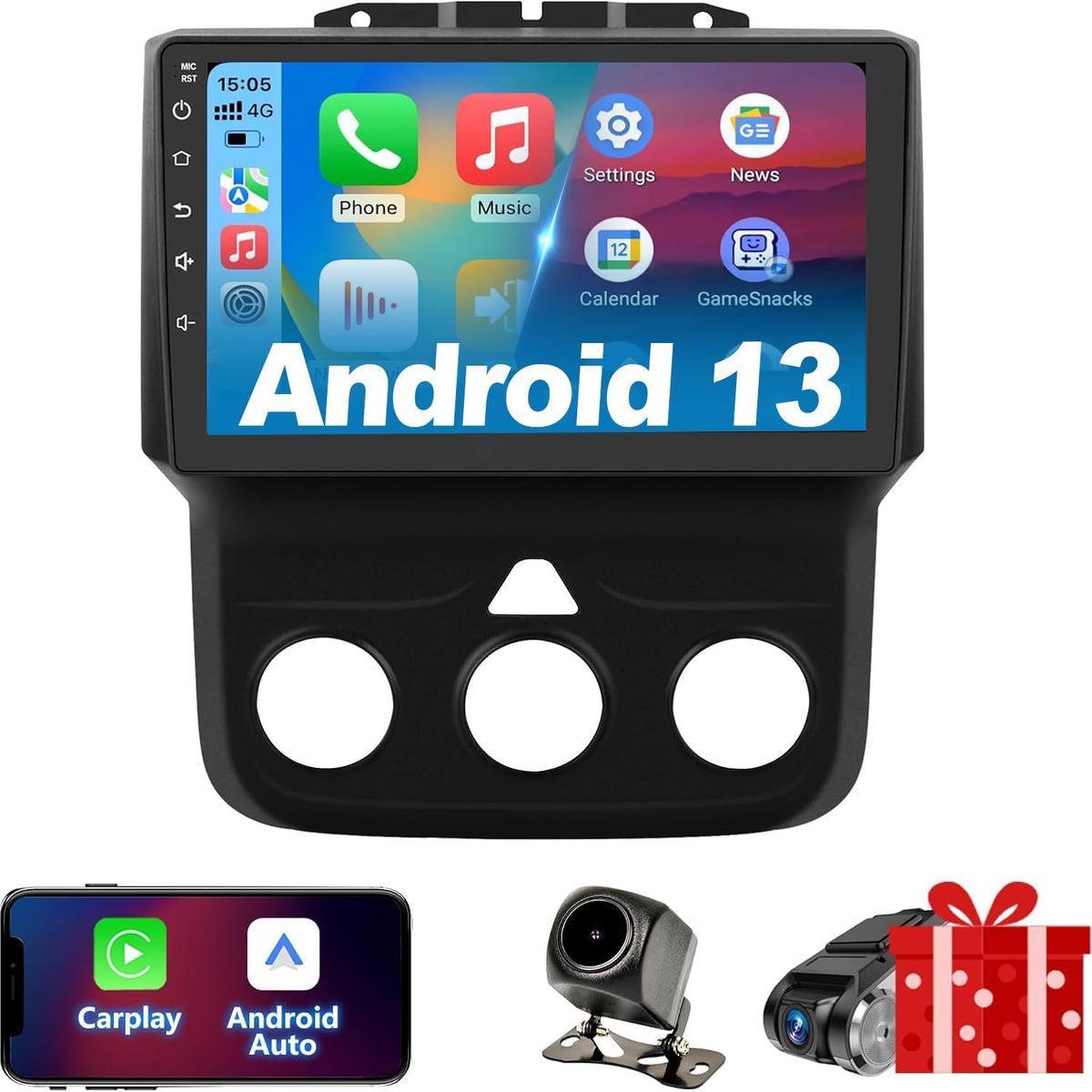 Android 13 Car Radio for 2013-2018 Dodge Ram 1500 2500 3500 Supports W ...