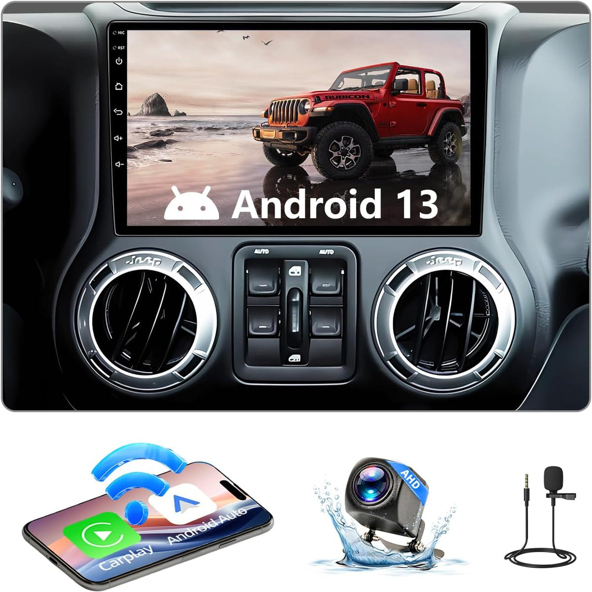 Android 13 Car Stereo for Jeep Wrangler (2007-2018), JK, Compass, Gran ...