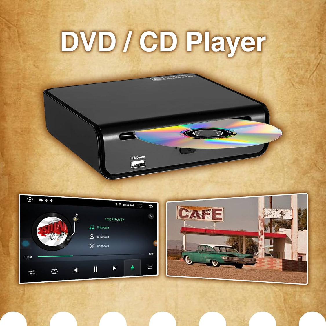 CarPlay CD Player Supports Wireless CarPlay/Android Auto for Car with ...